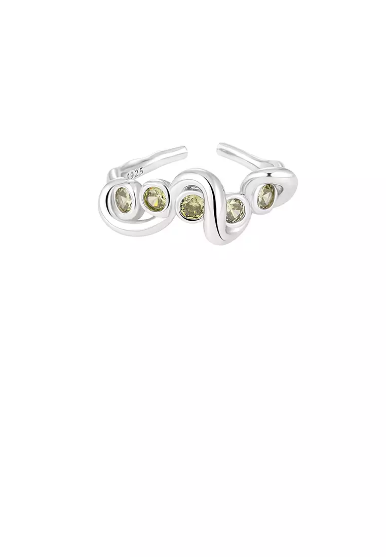 Buy Mooclife 925 Sterling Silver Simple and Fashion Irregular Wavy Lines Adjustable Open Ring ...