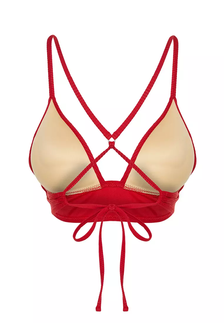 Buy Trendyol Triangle Push Up Textured Bikini Top Online | ZALORA Malaysia