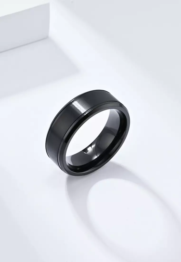 Buy HAPPY FRIDAYS Minimal Chic Titanium Steel Brushed Ring JW QF-JZ784 ...