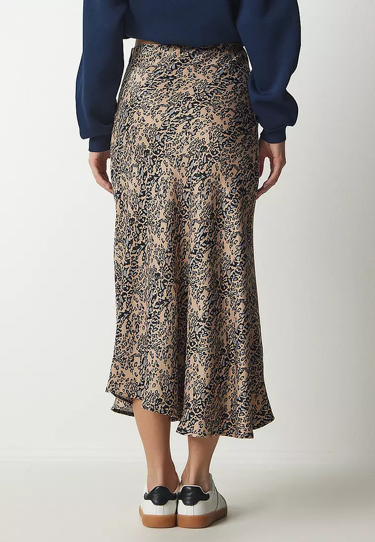 Jual Happiness Istanbul Patterned Satin Surface Flowy Skirt Original ...