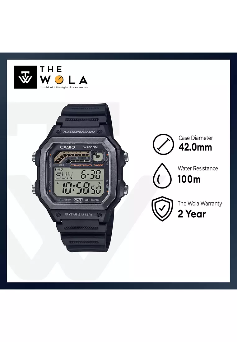 Buy Casio WS-1600H-1AV Men's Black Resin Band Digital Sport Watch 2025 ...