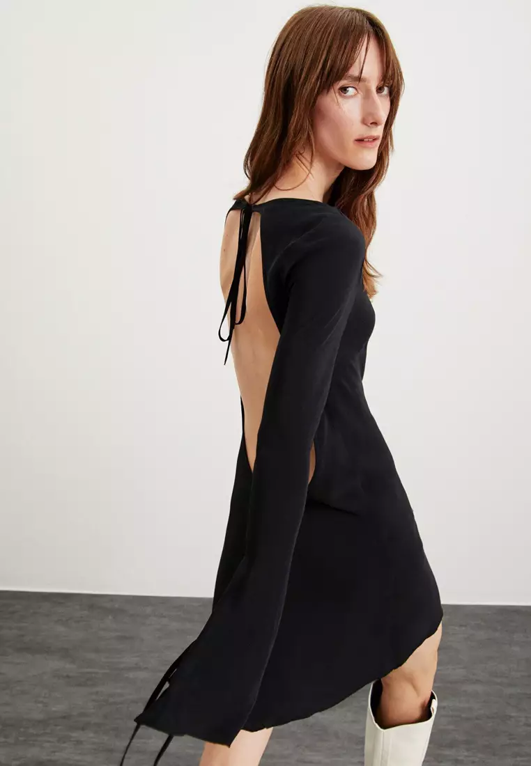 Buy GRIMELANGE Brandy Woven Waist Open Back Open Flare Sleeve Moroccan ...