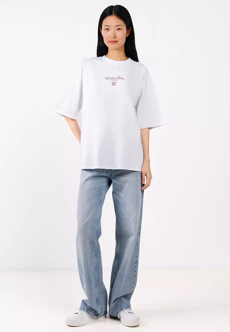 Buy Calvin Klein Script Logo Graphic Relaxed T-Shirt - Calvin Klein ...