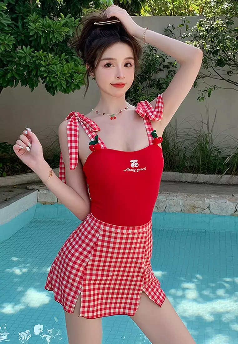 Buy LYCKA LMN1022 Korean Lady One Piece Swimwear Red 2025 Online | ZALORA
