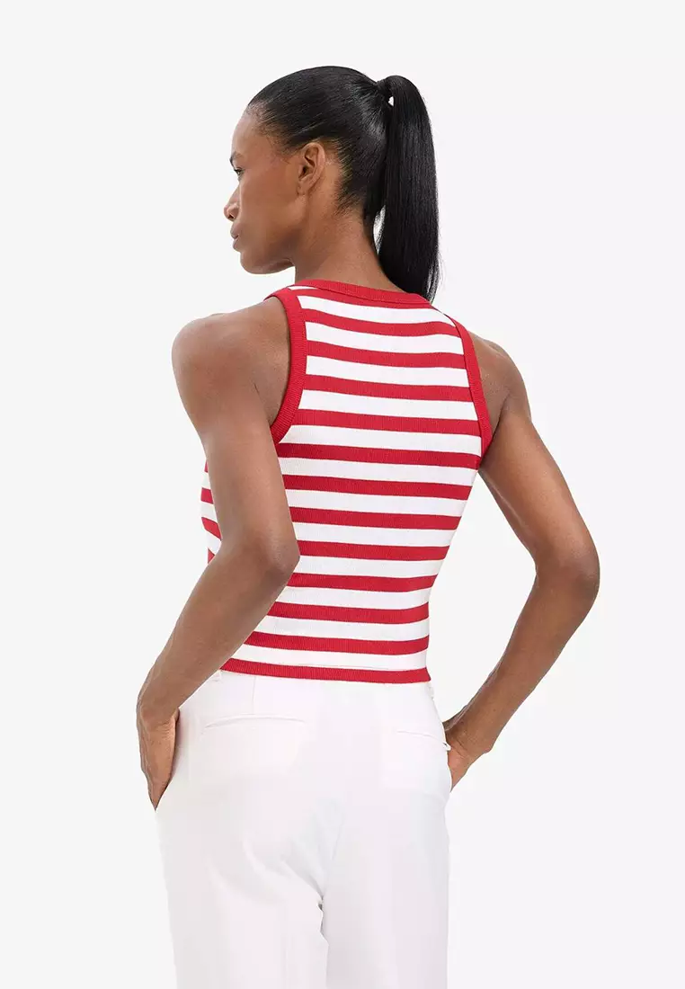Buy DeFacto Defactofit Standard Fit Striped Crew Neck Sports Athlete ...
