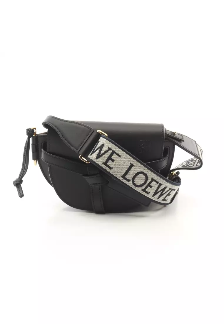 Buy LOEWE Pre-Loved LOEWE Gate dual bag mini Shoulder bag leather black ...