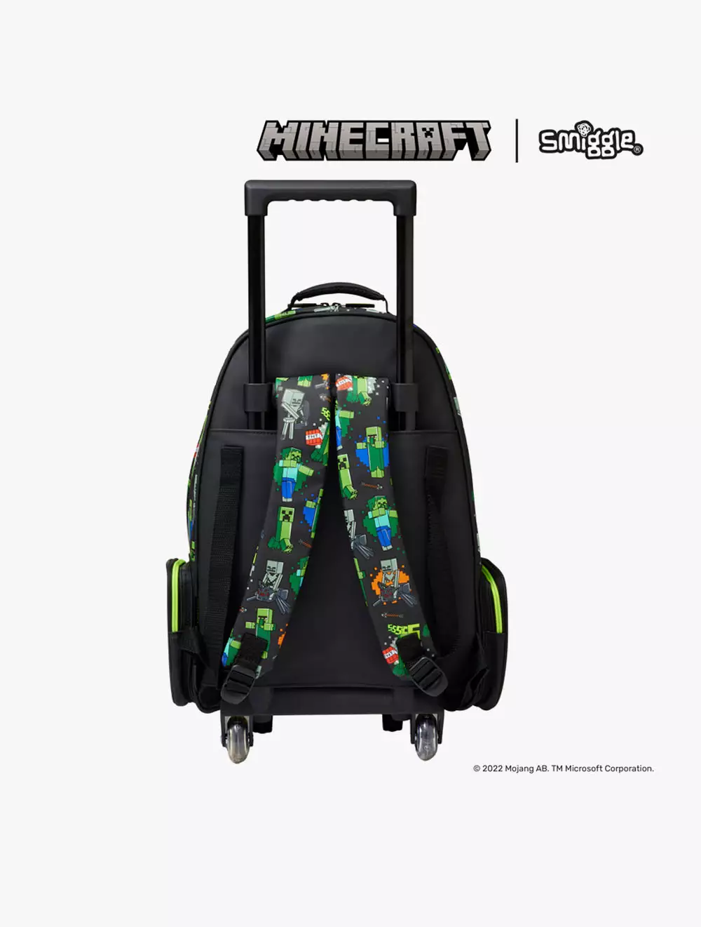 Jual Smiggle Smiggle Minecraft Trolley Backpack With Light Up Wheels ...