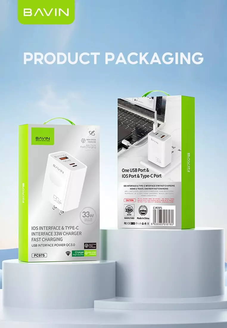 Buy BAVIN PC975 PD 33W Fast Charging Adapter w/3 Charging Ports iPh ...