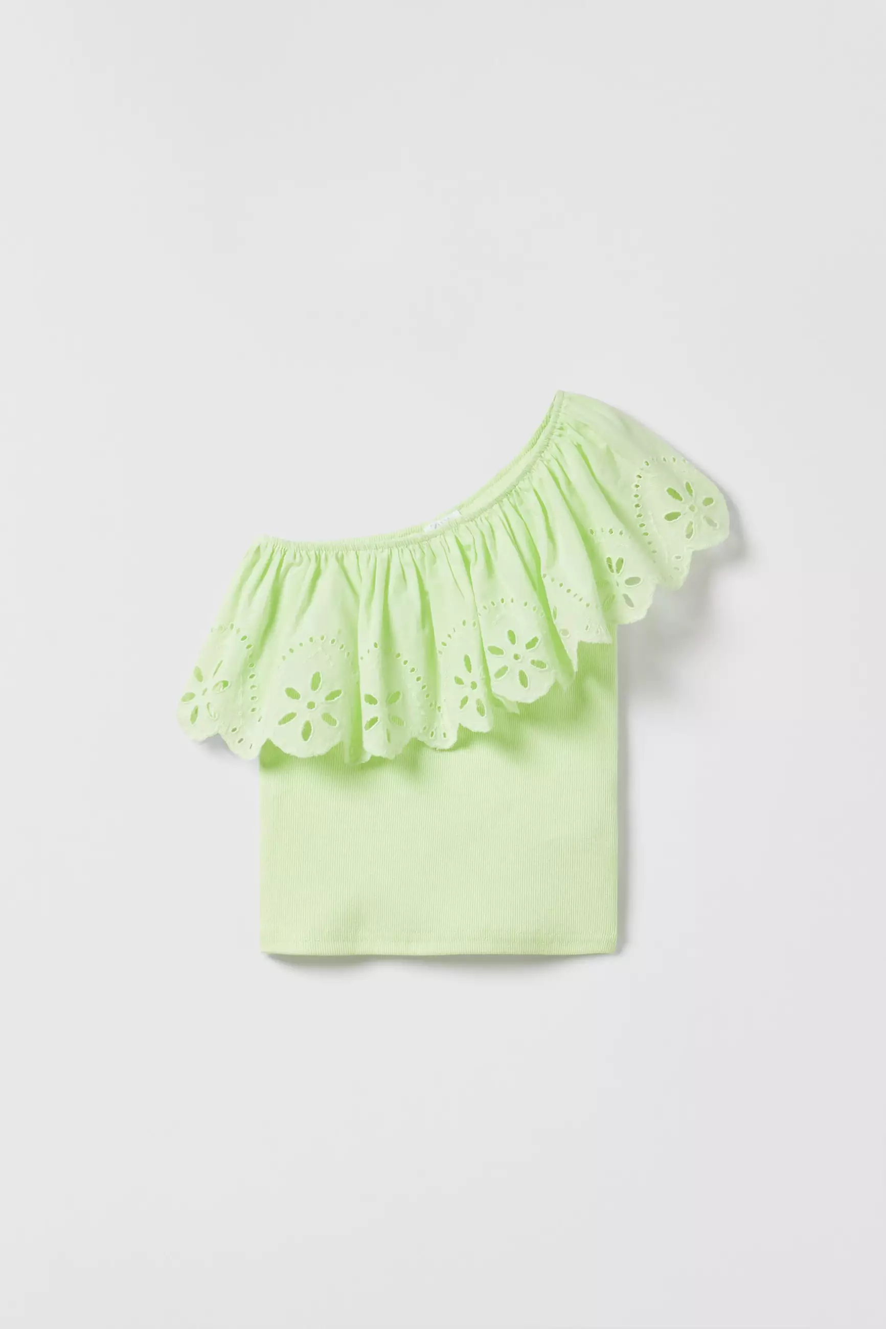 ZARA Ruffled T-Shirt With Swiss Embroidery 2025 | Buy ZARA Online ...