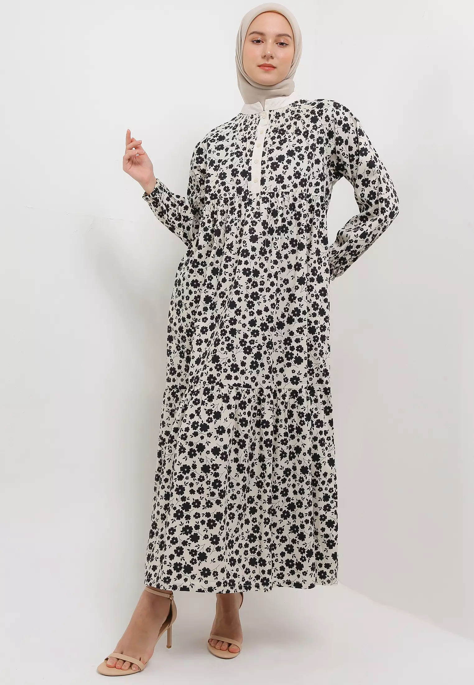 Jual MFMW MFMW Rouva Dress Gamis Hitam Motif Bunga Original 2025 ...