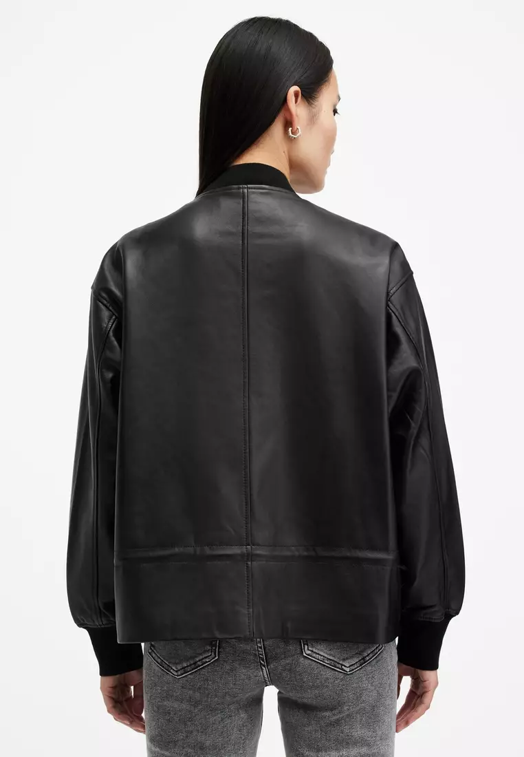 Buy AllSaints Sofi Drawstring Leather Bomber Jacket 2025 Online | ZALORA