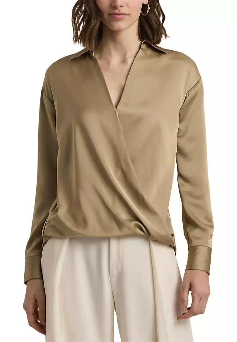 Buy POLO RALPH LAUREN Lauren Ralph Lauren Satin Charmeuse Surplice Blouse 2025 Online | ZALORA ...