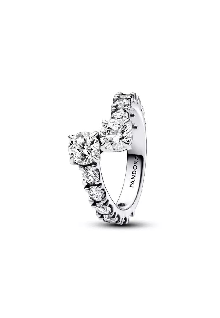 Buy PANDORA Pandora Sparkling Overlapping Band Ring Online | ZALORA ...