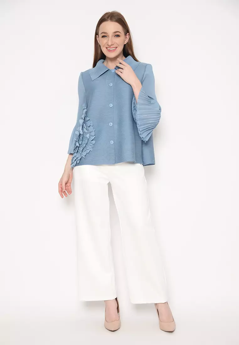 Jual Rupa Arupa Rupa Arupa - Sky Blue Rosabel Pleats Blouse Original ...