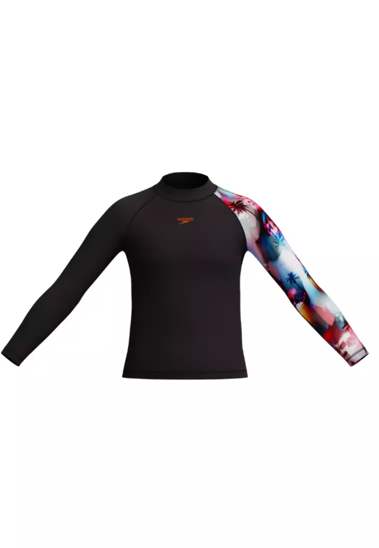 Buy Speedo Boys Digital Long Sleeve Rash Top (Fright Island/Red Ginger ...
