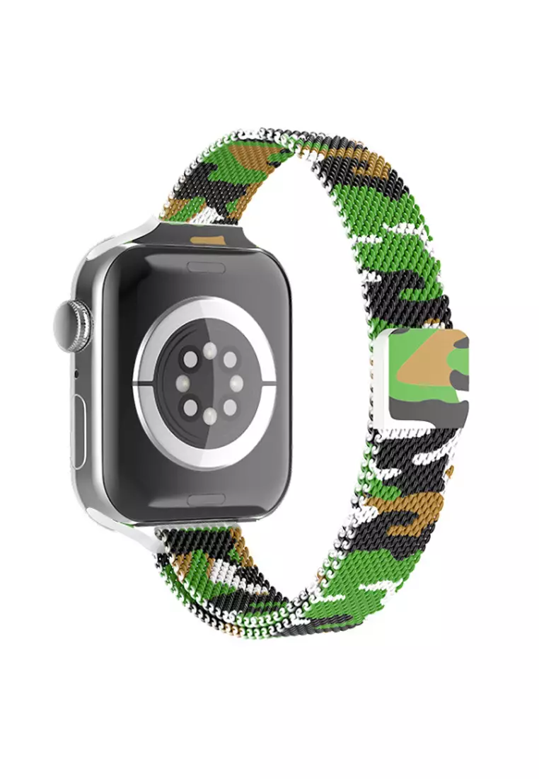 Buy Kings Collection Camo Green Stainless Steel Apple Watch Band 42MM ...