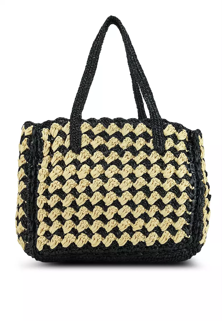 Buy kate spade new york High Tide Striped Crochet Raffia Medium Tote ...