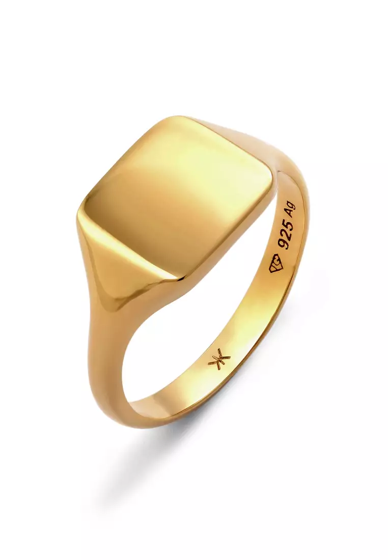 Buy Kuzzoi Men's Silver Cushion Signet Ring – Gold-Plated 2026 Online ...