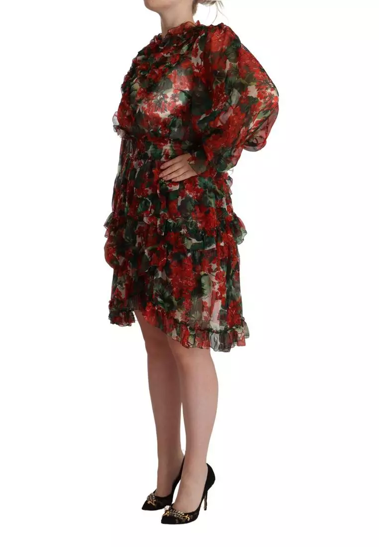 Buy Dolce & Gabbana Floral Print Mini Dress Geranium Print 2025 Online ...
