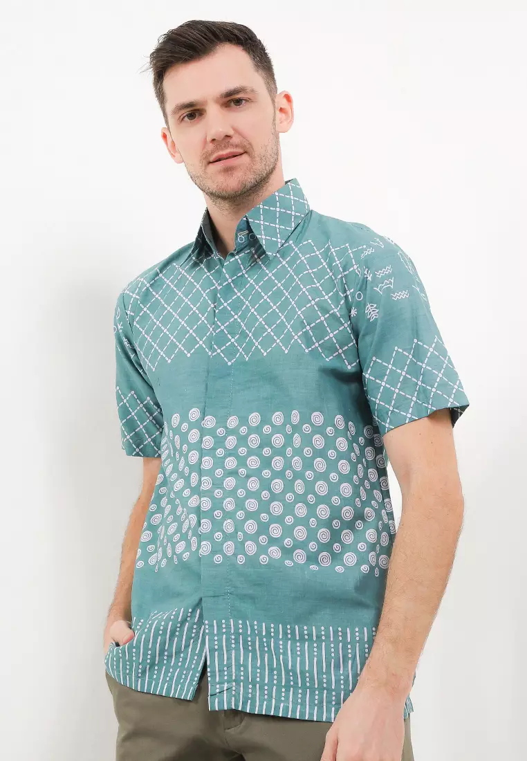Jual Elshanum Batik Jaring Kemeja Batik Premium Pria Casual Modern Lengan Pendek Original 2025