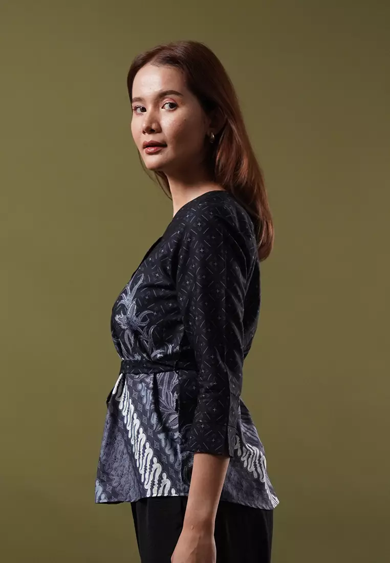 Jual Hadinata Batik Hadinata Batik Wanita Superfine Blouse Bhama Black ...