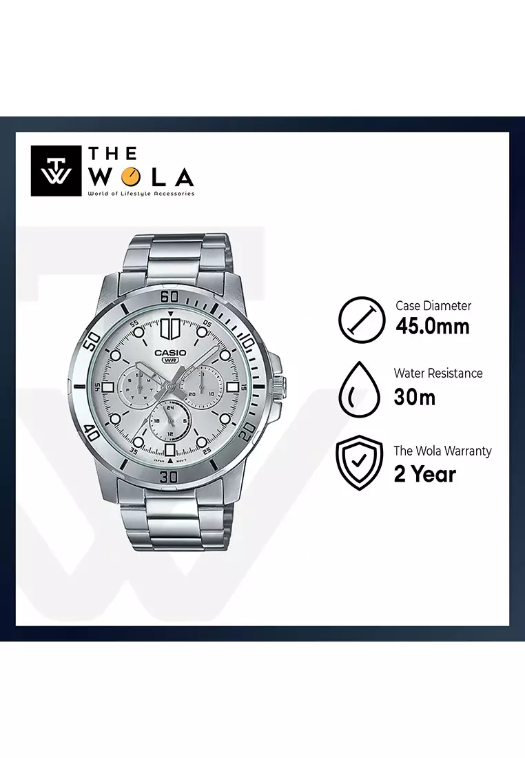 Buy Casio Watches Men's Analog Watch MTP-VD300D-7E Silver Stainless Steel Watch 2025 Online | ZALORA