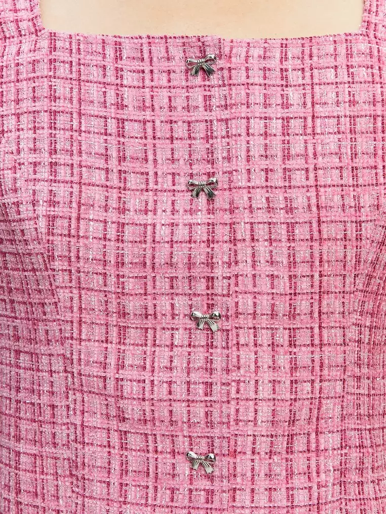 Pomelo Tweed Woven Blouse - Pink 2025 | Buy Pomelo Online | ZALORA Hong ...