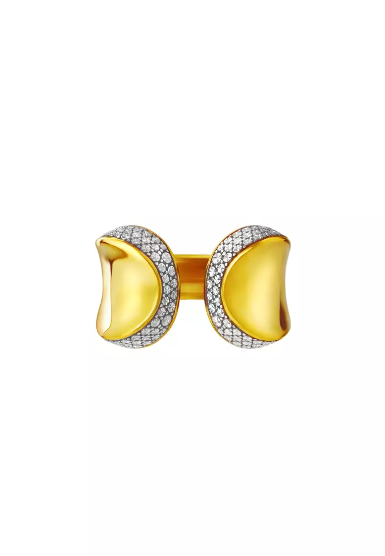 Buy TOMEI TOMEI Diamond Cut Collection Open Ring, Yellow Gold 916 ...