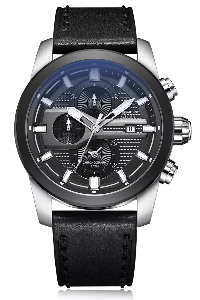 Jual Alexandre Christie Men AC 6562 Chronograph Black Silver Original ...