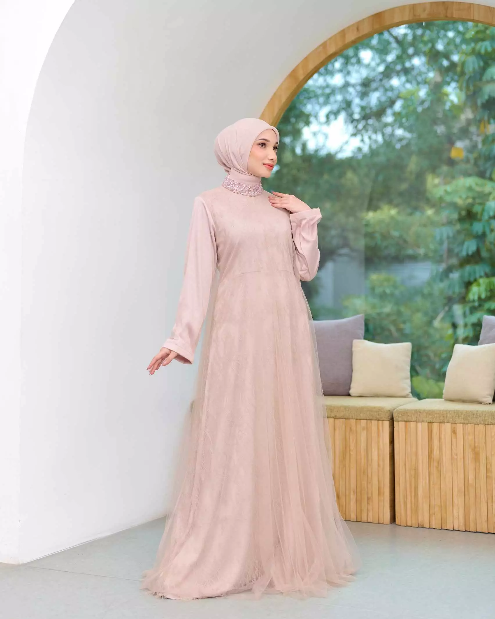 Jual TESTIMO By Sari Batubara Lyraa Gamis Pink Chantily TESTIMO bysb ...