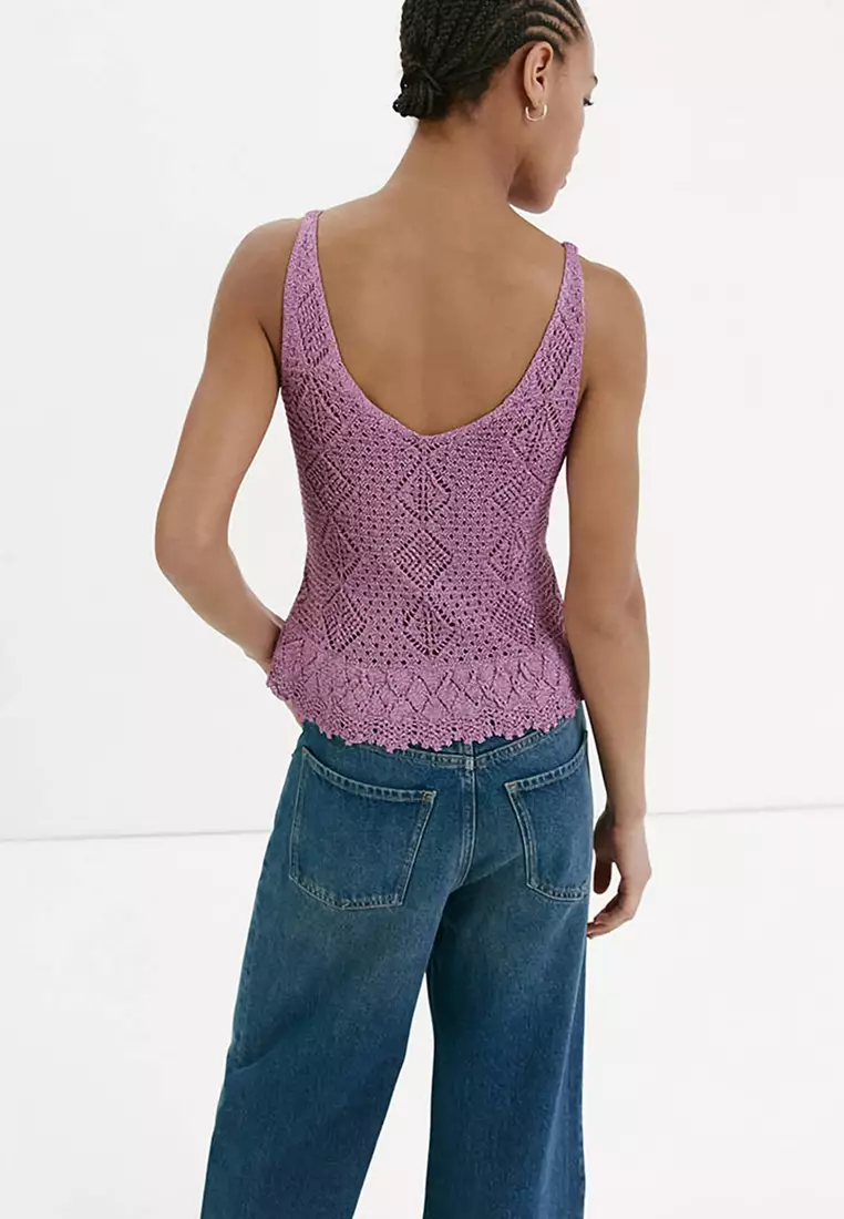 Buy Mango Scalloped Frill Lurex Crochet Top 2026 Online | ZALORA