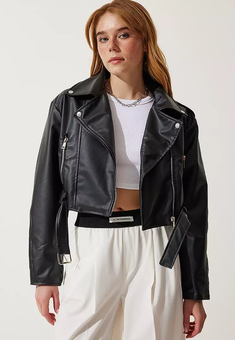 Buy Happiness Istanbul Belted Faux Leather Jacket Online | ZALORA Malaysia