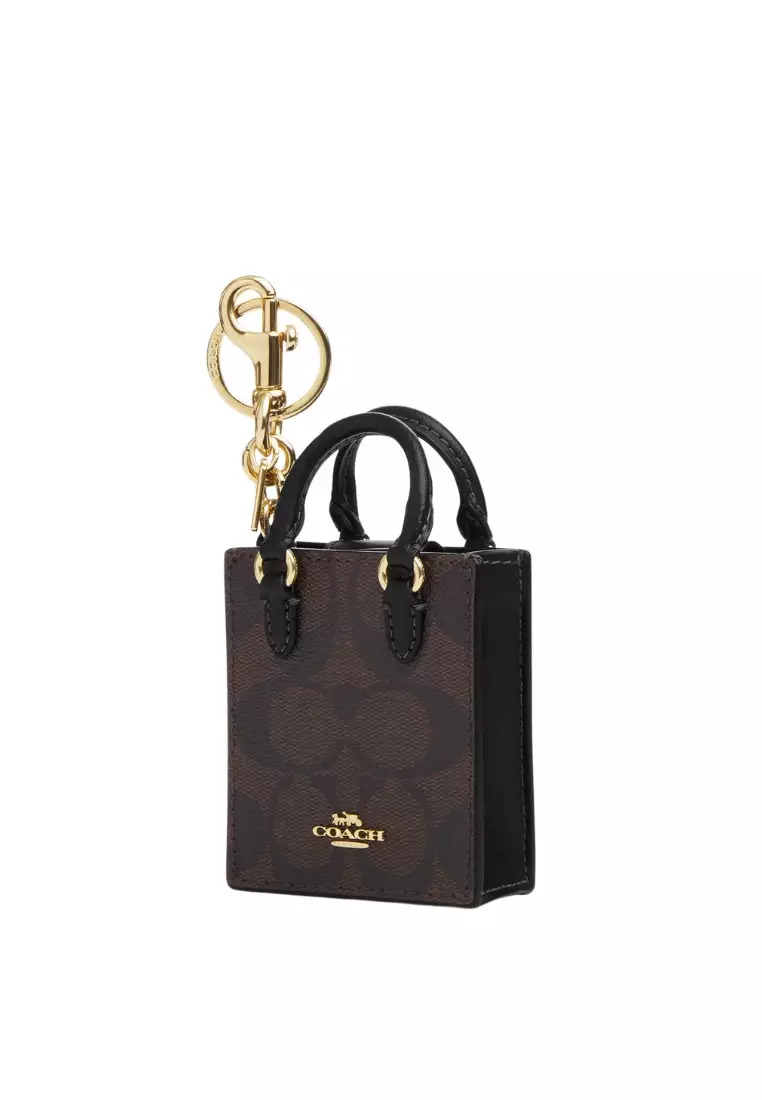 Jual Coach North/South Mini Tote Bag Charm In Signature Canvas Brown ...