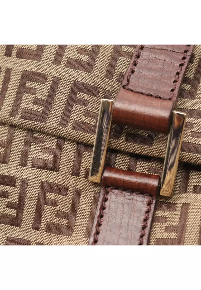 Buy Fendi Pre-Loved Fendi Zucchino Handbag canvas leather beige Brown ...