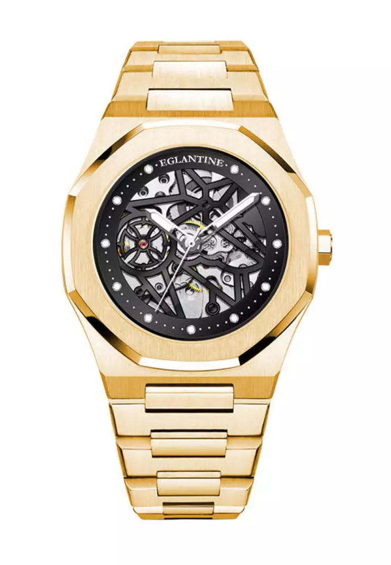 Buy EGLANTINE Vulcania Automatic IP Gold Color Watch with IP Gold Metal ...