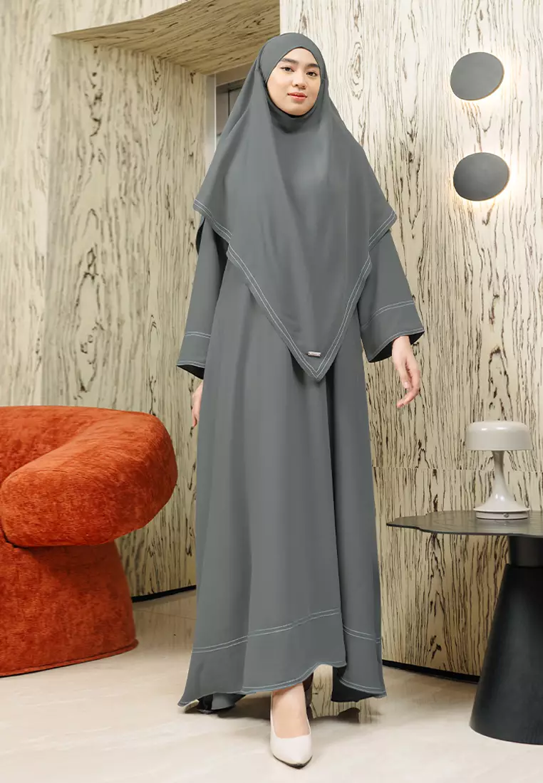 Jual Lozy Hijab Sadia Abaya Set Stone Grey Original 2025 | ZALORA Indonesia