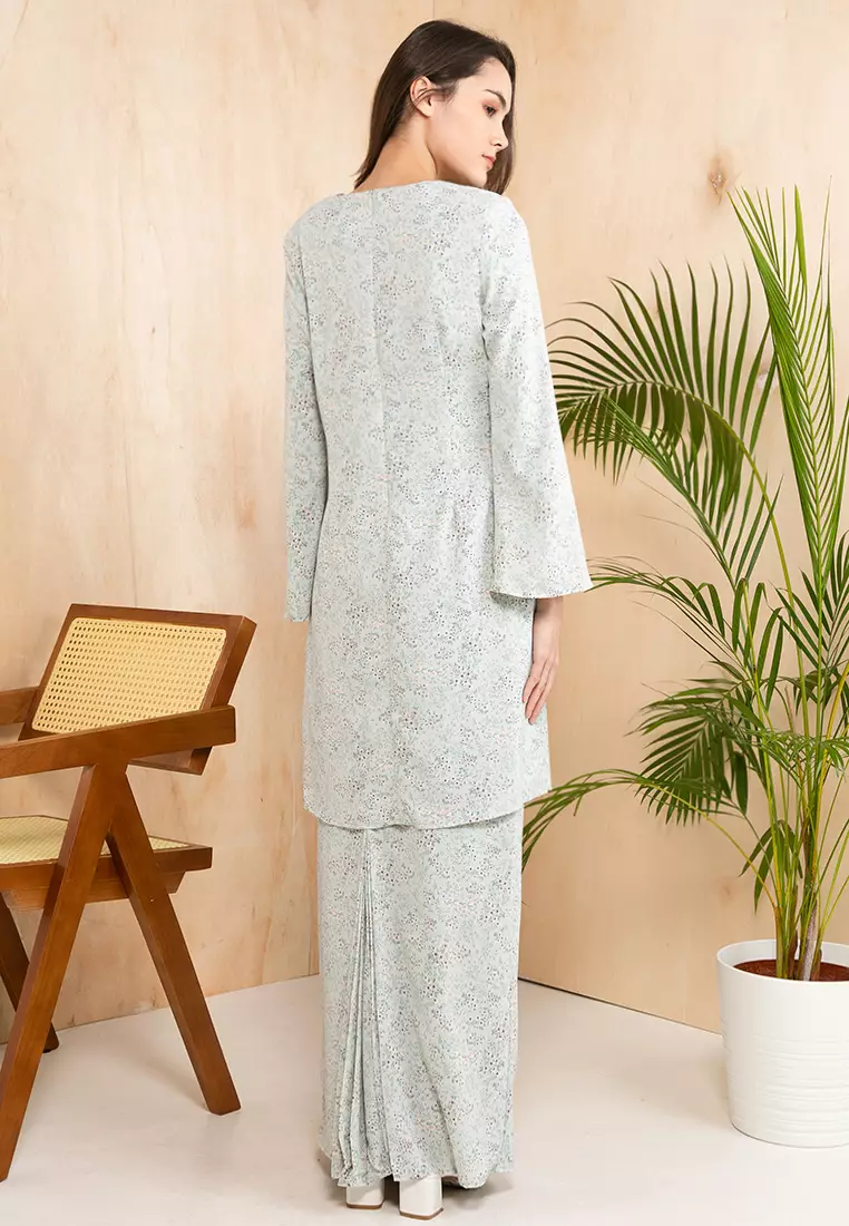 Buy Era Maya Cool Mint Ditsy Floral Baju Kurung Moden Kain Kipas ...