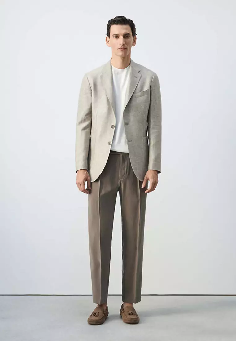 Buy MANGO Man 100% Linen Slim Fit Jacket 2026 Online | ZALORA