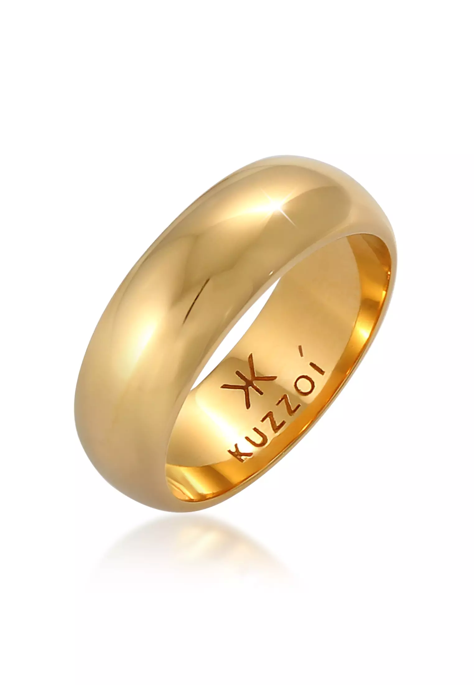 Buy Kuzzoi Ring Men Bandring Basic Smooth Robust Trend Gold-Plated ...