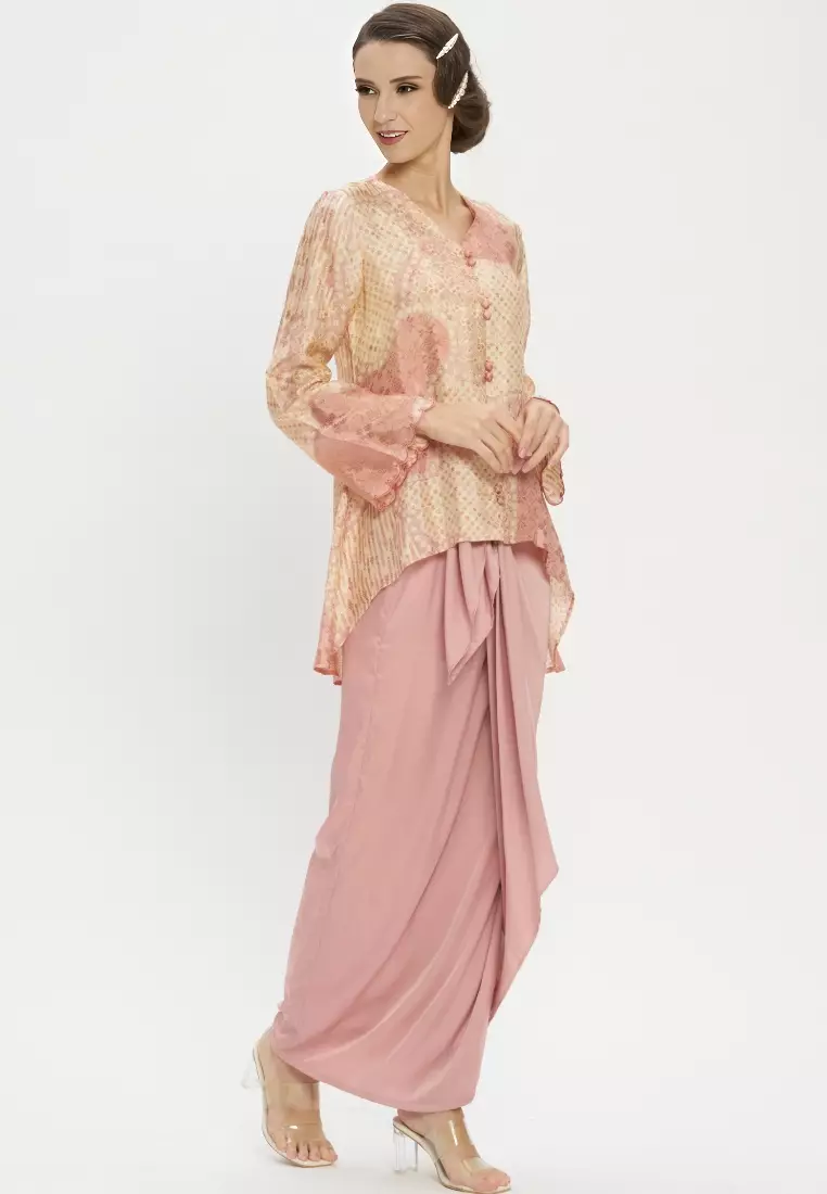 Buy Loveaisyah Premium Batik Pink Top & Wrap Skirt Modern Kurung Hari ...