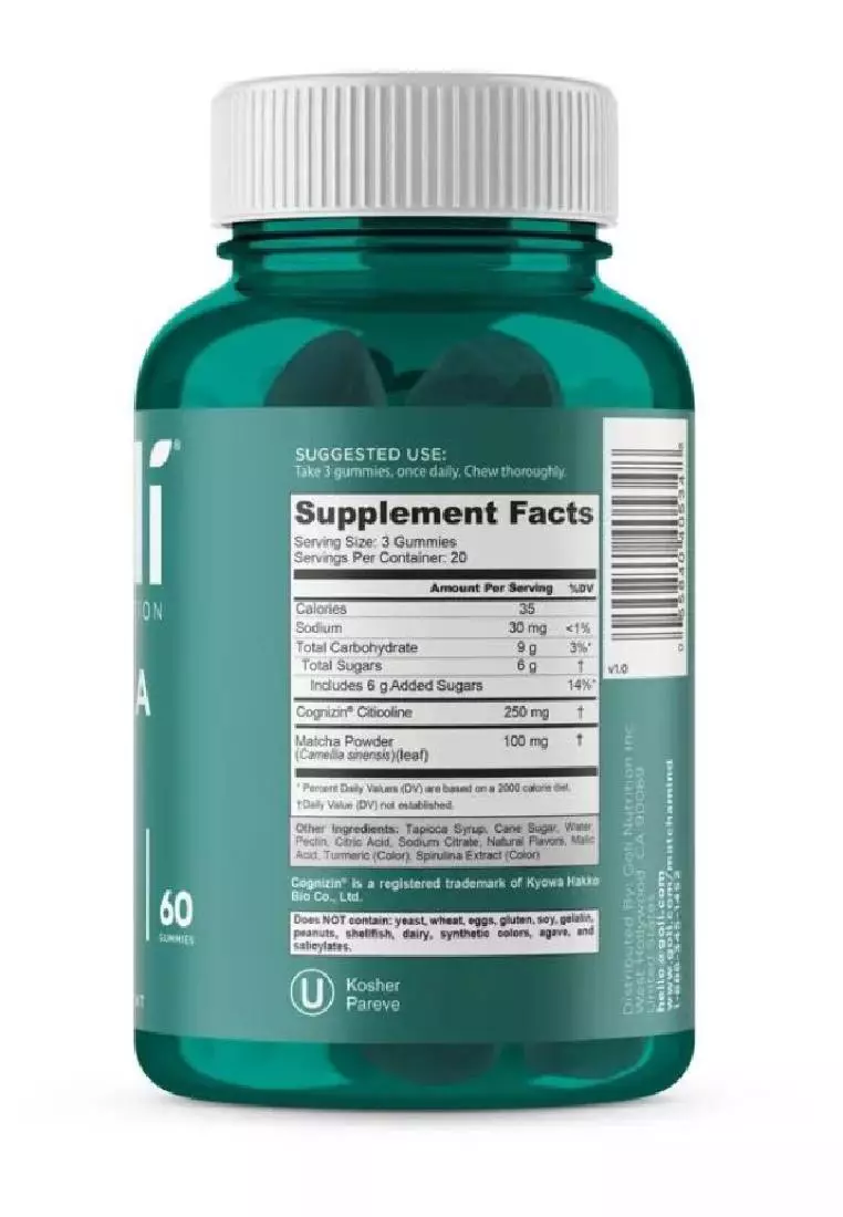 Buy Goli Goli Nutrition Matcha Mind Cognitive Gummies 60 Count 2025 ...
