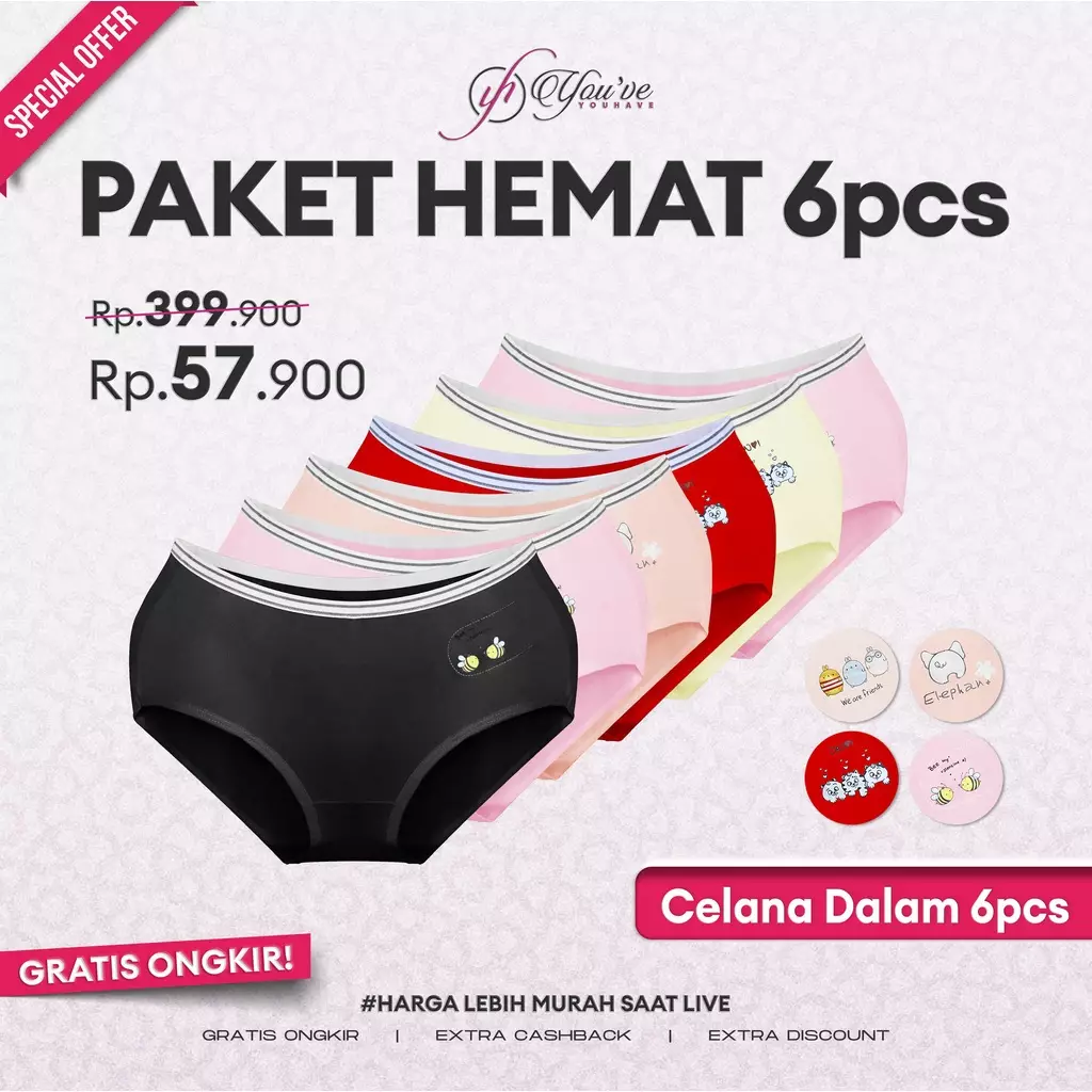 Jual Youhave YOUHAVE PAKET MURCE 6 PCS CELANA DALAM PANTY PAKAIAN DALAM ...