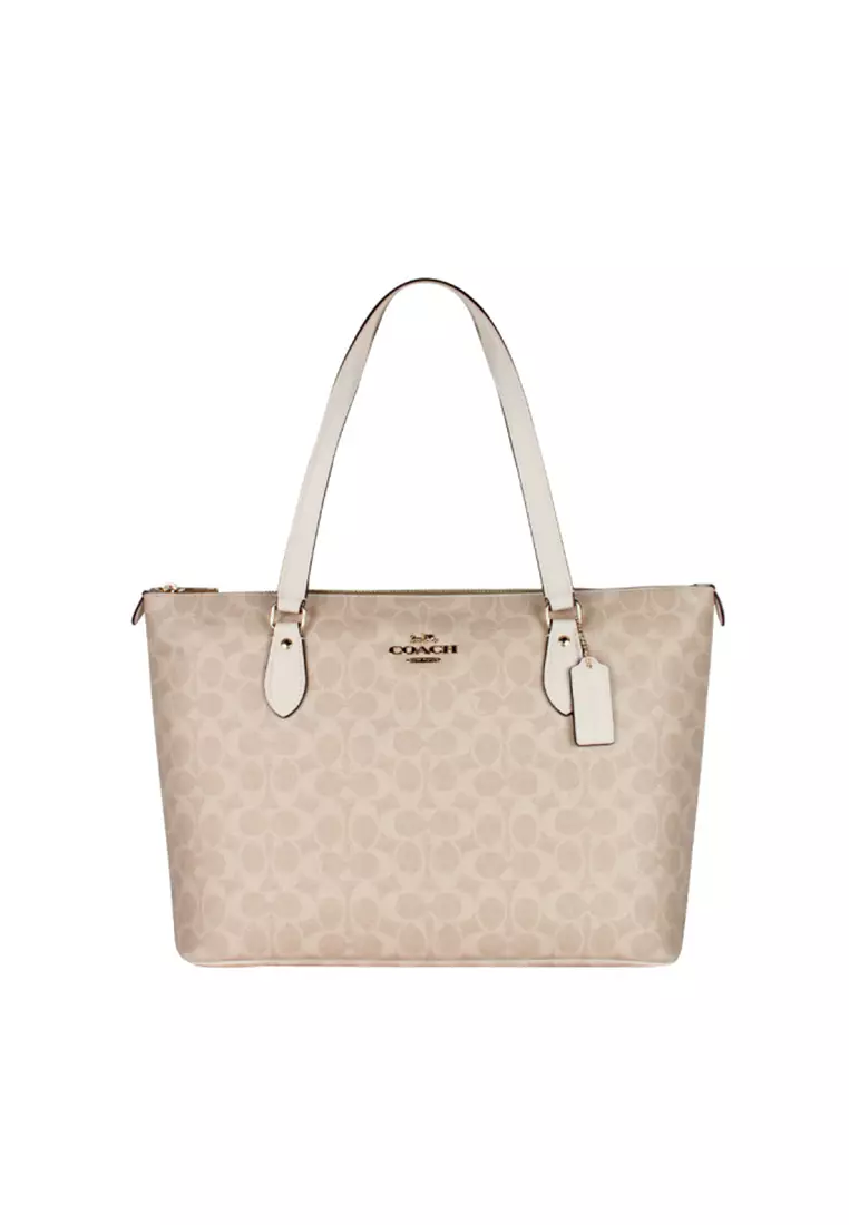 Buy Coach Gallery Tote Bag In Signature Canvas Sand Chalk CW381 2025 ...