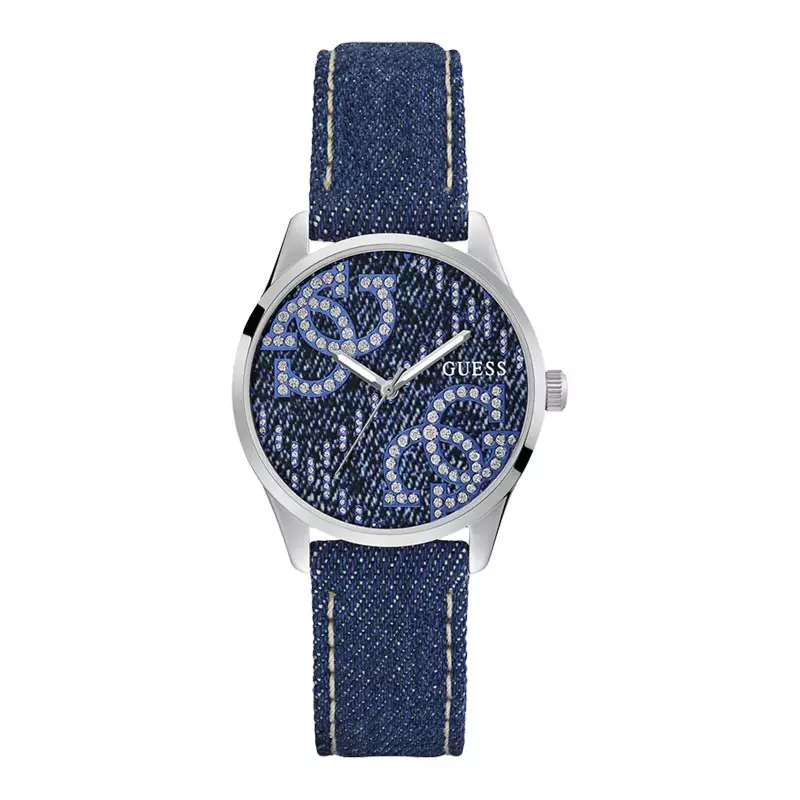 Jual Guess Jam Tangan Wanita Guess Stitch GW0755L1 Blue Pattern Quattro ...