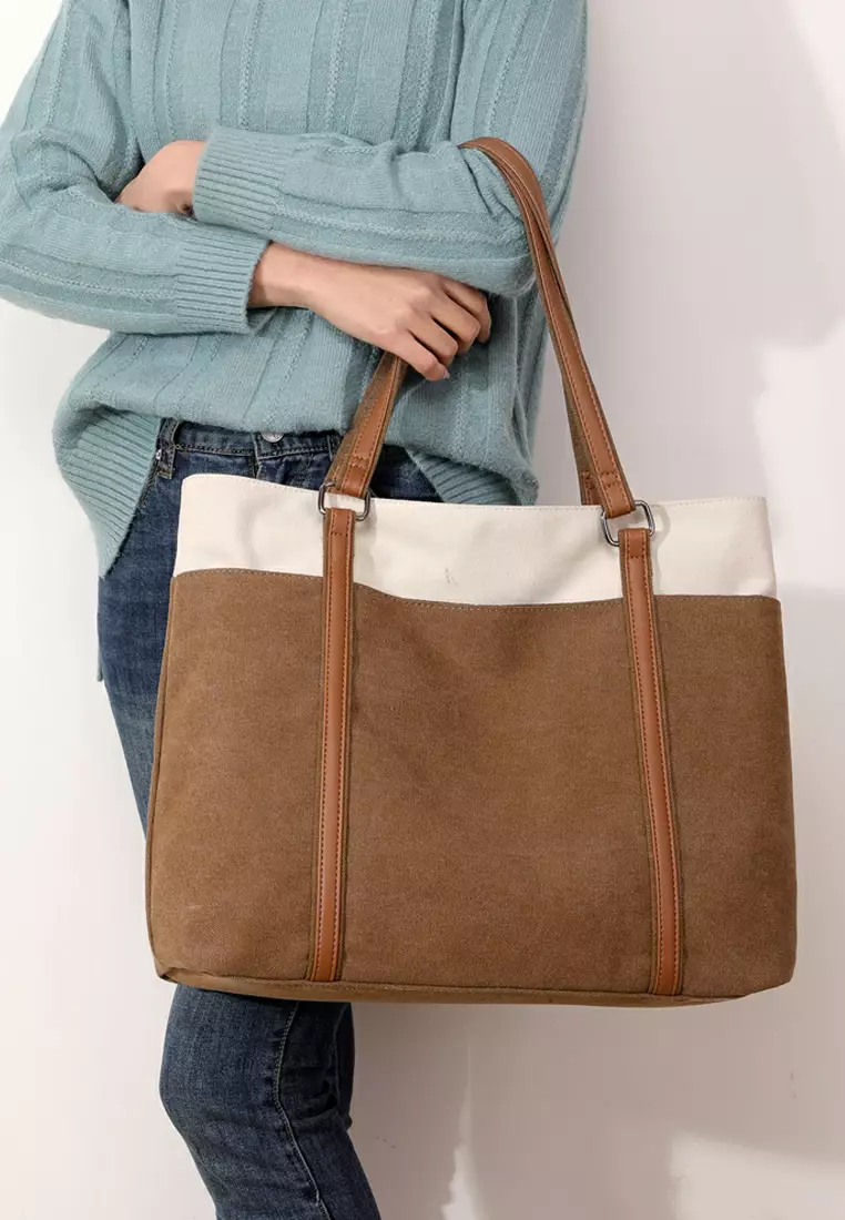 Buy Twenty Eight Shoes Contrast Stitched Canvas Tote Bag ZY1901 2025 ...