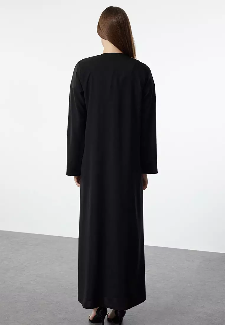 Buy Trendyol Black Stone Embroidered Woven Cap & Abaya & Abaya ...
