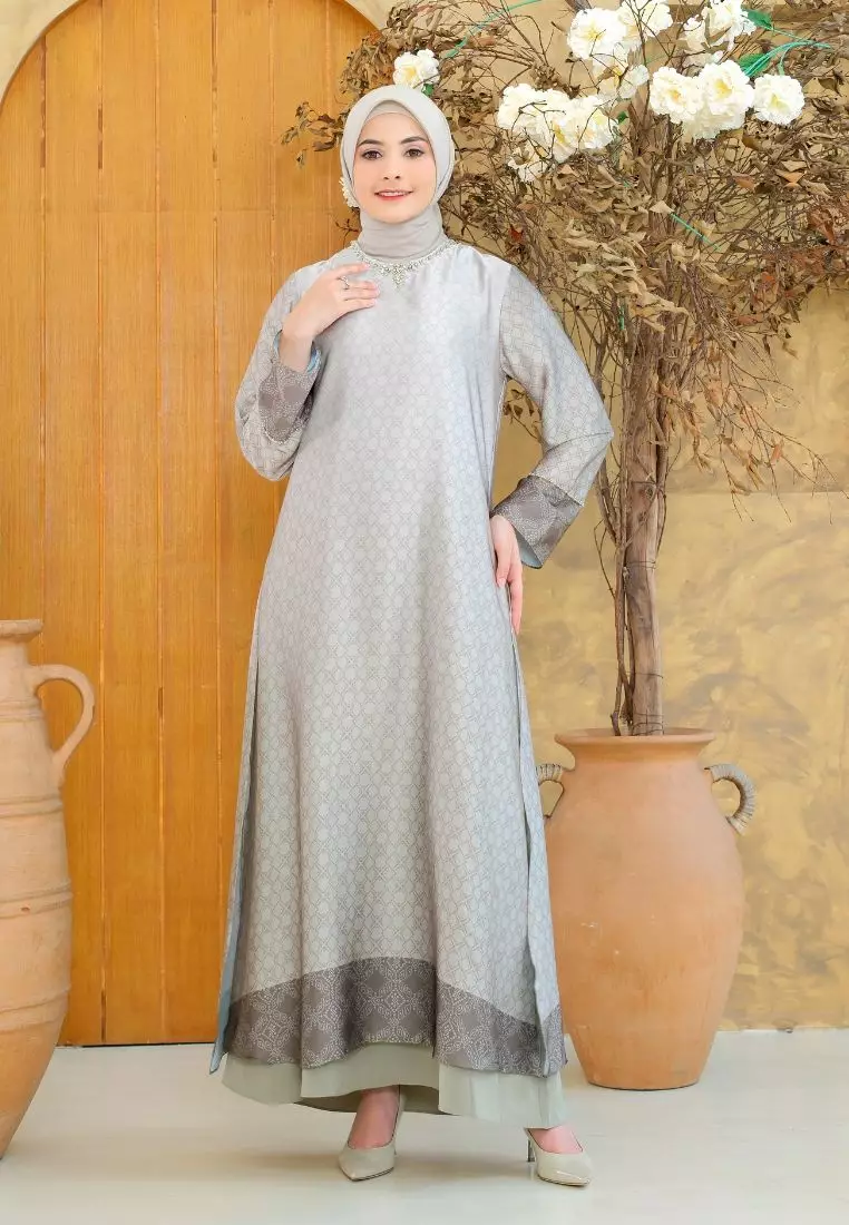 Jual Brilliant Girl Gamis Monogram With Detail Payet In Olive Green By ...