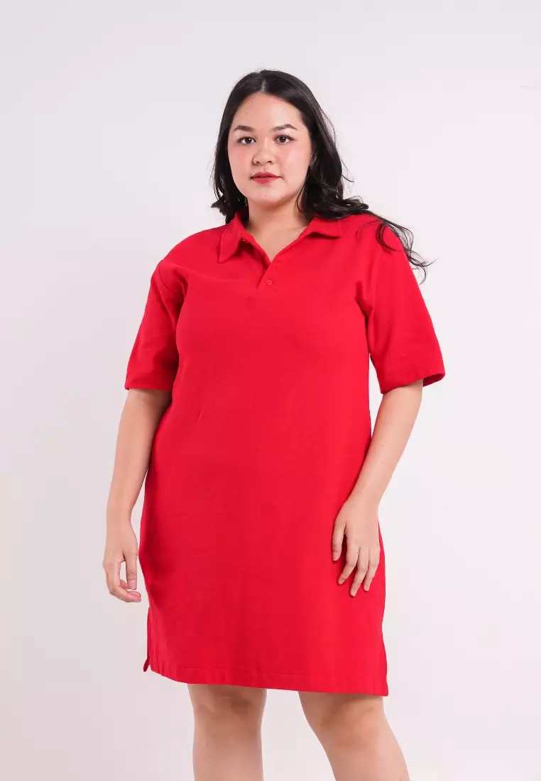 Jual Xtramiles Plus Size Polo Shirt Dress Daniella Red Original 2025 | ZALORA Indonesia
