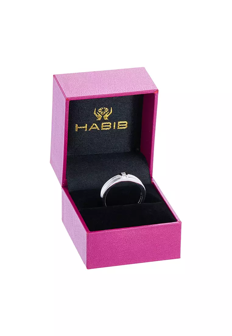 Buy HABIB HABIB Princess Cut Diamond Men's Ring in 925 Silver Palladium ...