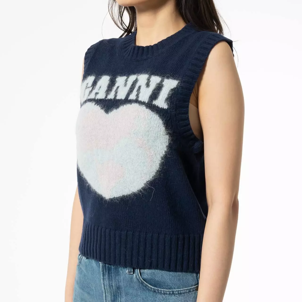 Jual Ganni Ganni Graphic Soft Wool Mix Vest Sky Captain Original 2024 ...